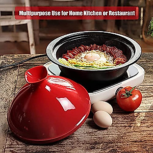 30cm Moroccan Tagine, with Lid, Non-Stick Enameled Cast Iron Soup Pot, for Different Cooking Styles - Cooking Healthy Food,Red