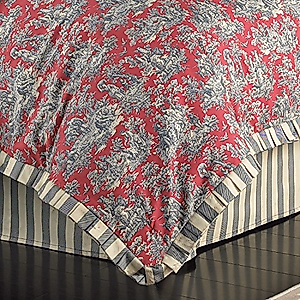 Waverly Sanctuary Rose Modern Farmhouse Floral 4-Piece Reversible Comforter Set, Queen, Heritage Blue