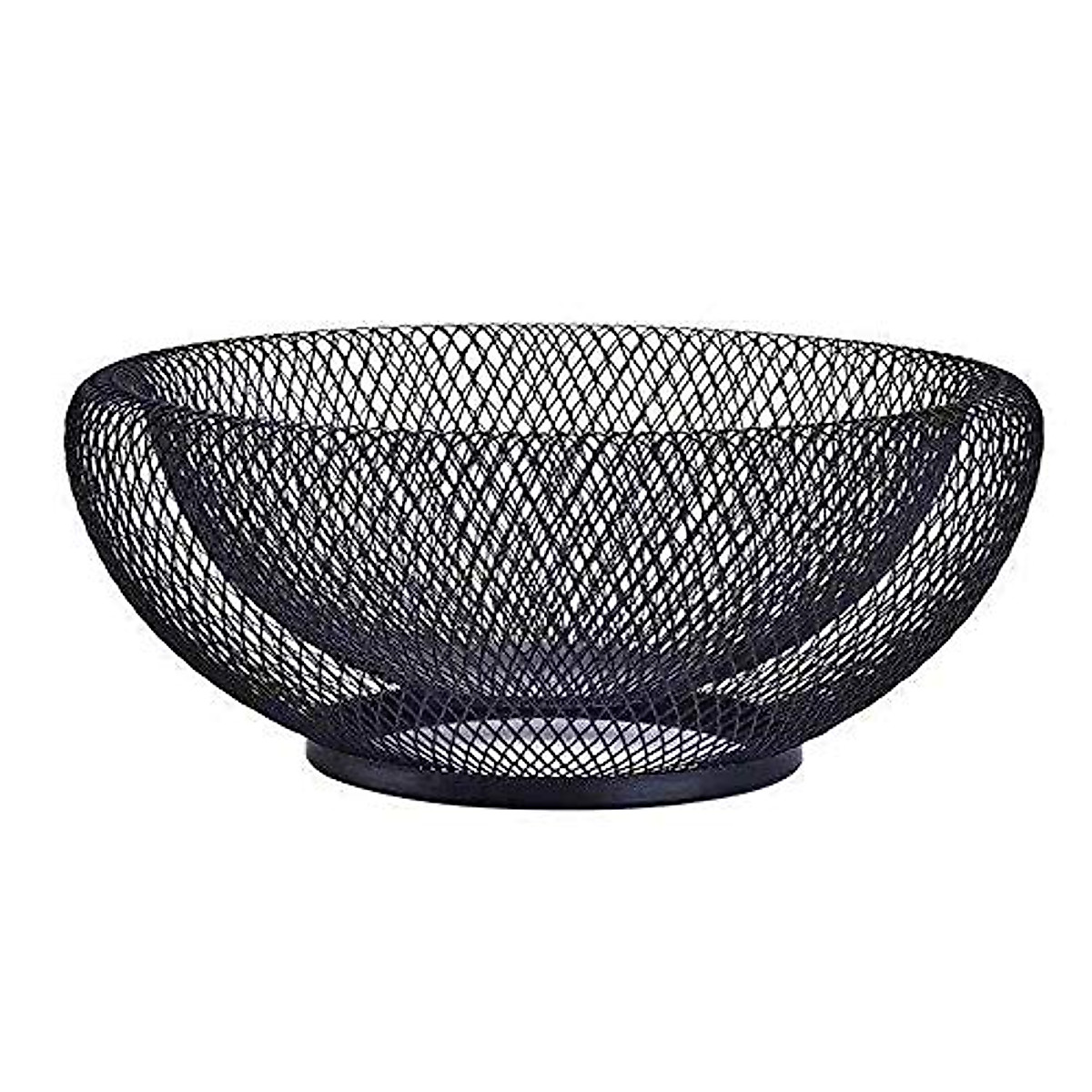 HYOATREA Mesh Fruit Bowl Decorative Fruit Basket Metal Candy Dish Holder Stand for Kitchen Counter Dining Room Table Office, 10 Inch (Black)
