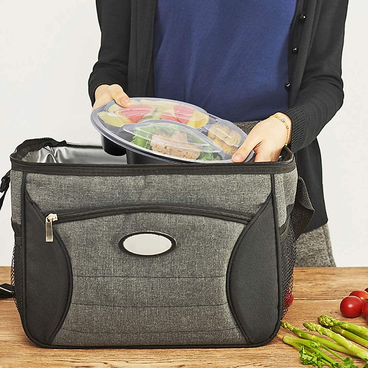 24 Food Storage Containers Meal Prep 3 Compartment Plate W/Lids Reusable 30oz 24 Meal Prep Containers 3 Compartment Plate W/Lids Reusable Food Storage 30oz BPA Free Plastic Durable Stackable