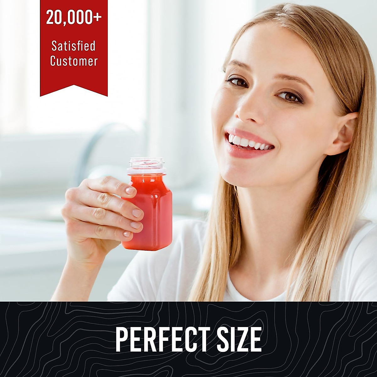 Norcalway 8pcs 2oz Shot Bottles with Caps - Ginger Shot Lids, Wellness Juice, Freezer Safe, Leak Proof, Food Grade Bottles