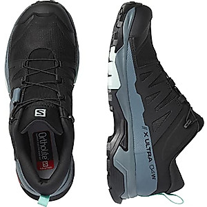 Salomon X Ultra 4 Gore-TEX Hiking Shoes for Women, Black/Stormy Weather/Opal Blue, 7.5