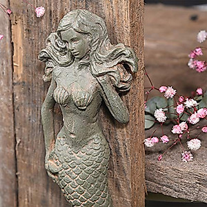 Sungmor Retro Style 7.28 Inch Heavy-duty Wall-Mounted Mermaid Hook Garden Statue Decoration | Premium Resin Indoor Outdoor Sculpture Wall Decor | Gift Idea for Families & Friends