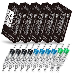 Jconly 100pcs Tattoo Cartridge Needles Mixed Size 3RL 5RL 7RL 9RL 3RS 5RS 7RS 9RS 7M1 9M1 for Line Shader Magnum…