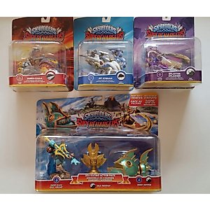 Skylanders SuperChargers 4 Pack Vehicle Starter Bundle! 4 Vehicles, 1 Trophy, 1 Character: Splatter Splasher , Burn-Cycle , Jet Stream and Deep Dive Gill Grunt, Reep Ripper Sea Trophy