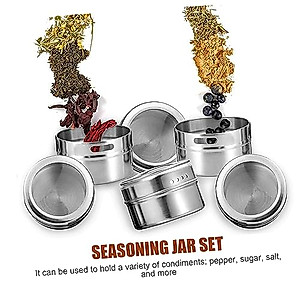 INOOMP 4pcs Stainless Steel Seasoning Jar Dispenser Container Magnetic Container Metal Container Metal Seasoning Shakers Rub Container Tins Stainless Steel Shaker Pepper Shakers Sugar Jar