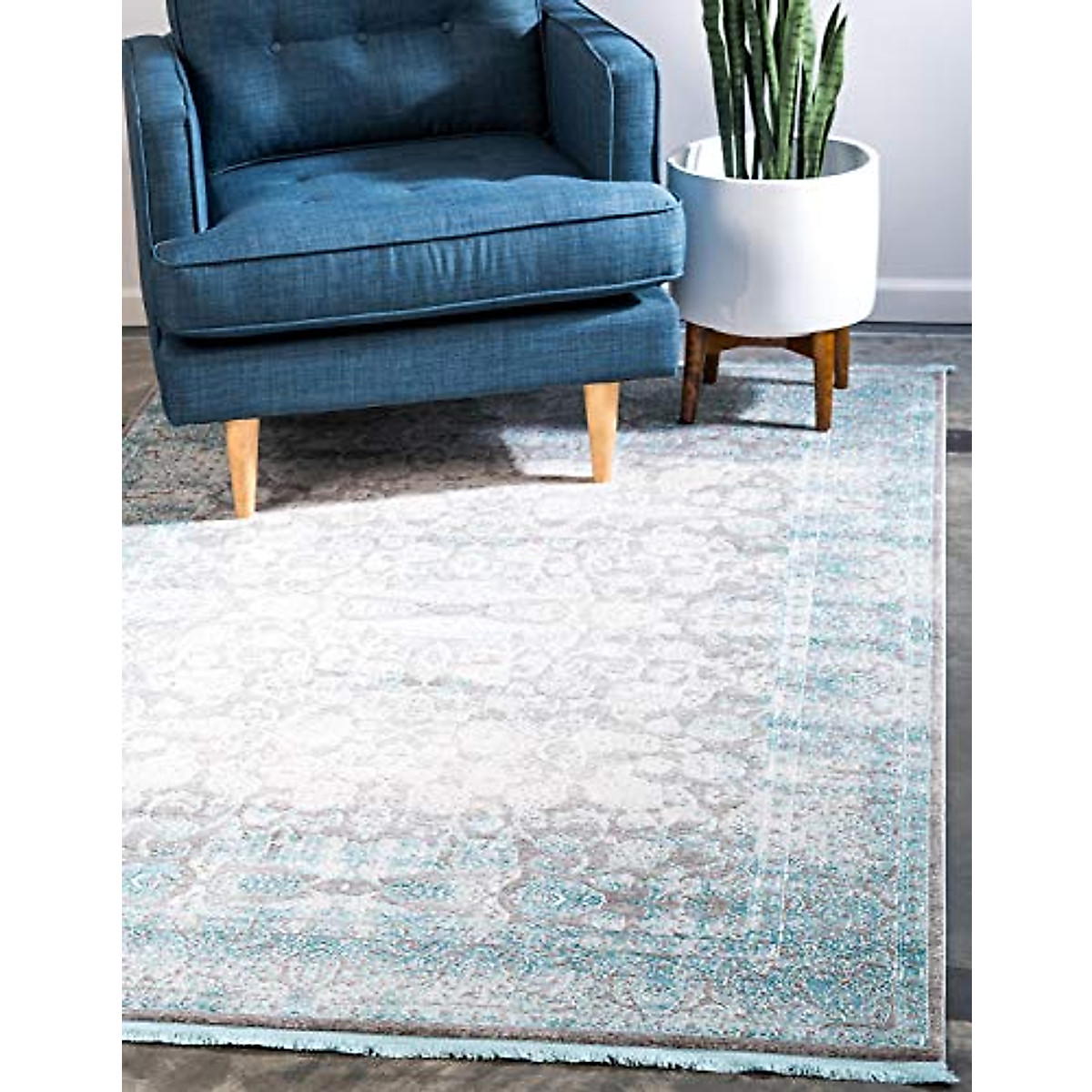 Unique Loom Traditional Classic Intricate Design with Distressed Vintage Detail, Area Rug (9' 0 x 12' 0 Rectangular, Blue/ Gray)