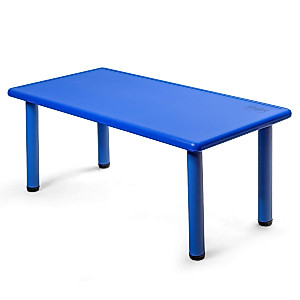 Costzon 47 x 23.5 Inch Rectangular Kids Table, Children School Activity Table for Reading Drawing Dining Playing, Multifunctional Plastic Table w/Steel Pipe, Toddler Furniture for Boys & Girls (Blue)