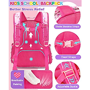 LYNXCHER Toddler Girl Backpack Preschool Kindergarten Kids Backpack Bookbag Elementary School Girls Gifts Small Toddler Backpcak 5 6 Stocking Stuffers for Kids Girls (Pink Unicorn,12L for 5-8 Years)