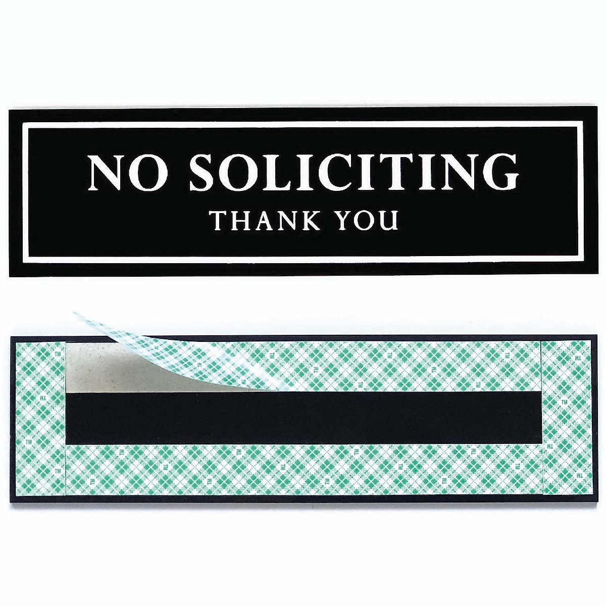 Kubik Letters Original No Soliciting Sign for House (with Strong Adhesive Tape) - No Soliciting Signs for Home - No Solicitors Sign for Front Door - No Solicitation Sign for Business - Black 120 mil