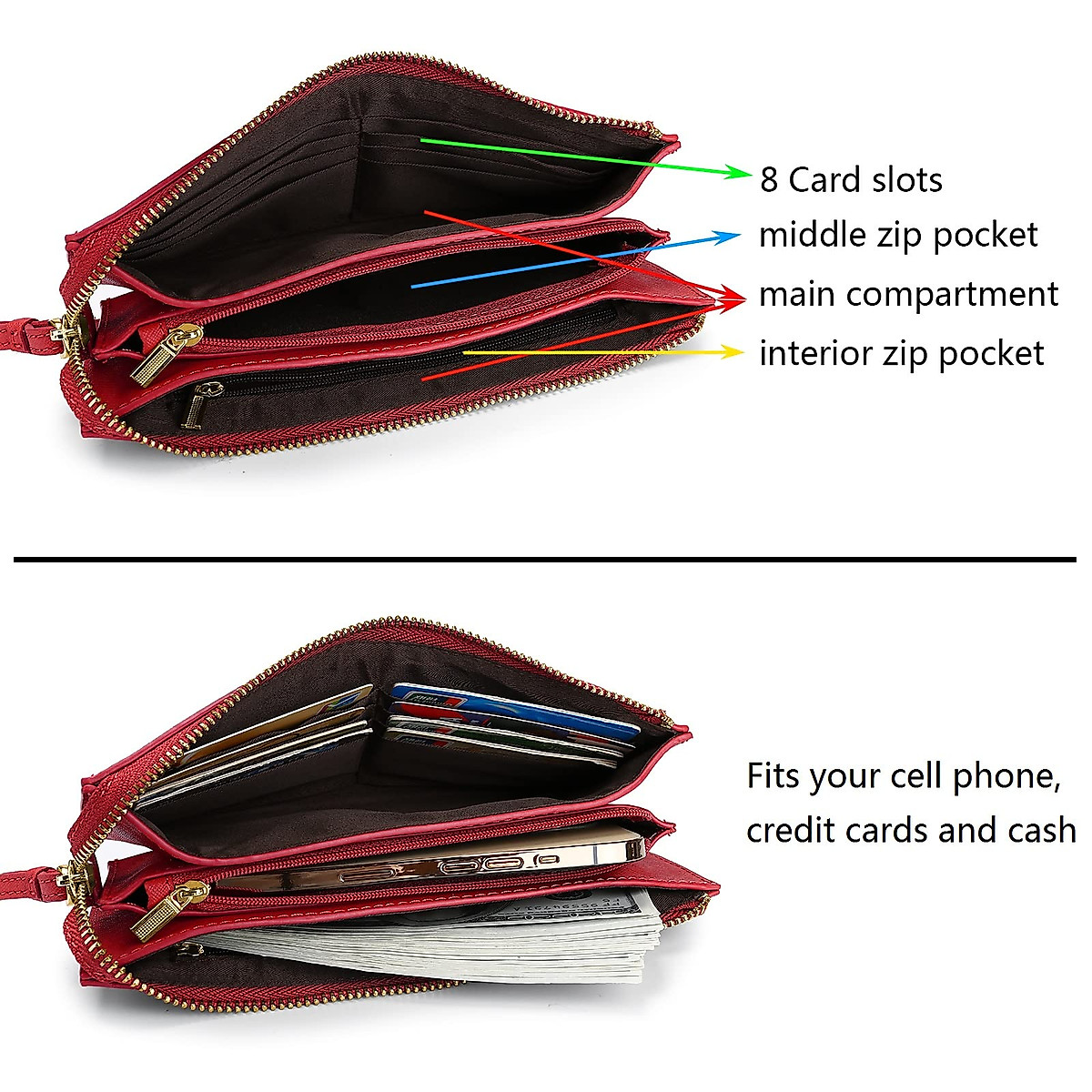 YALUXE Wristlet for Women Clutch Slim Genuine Leather Wallet