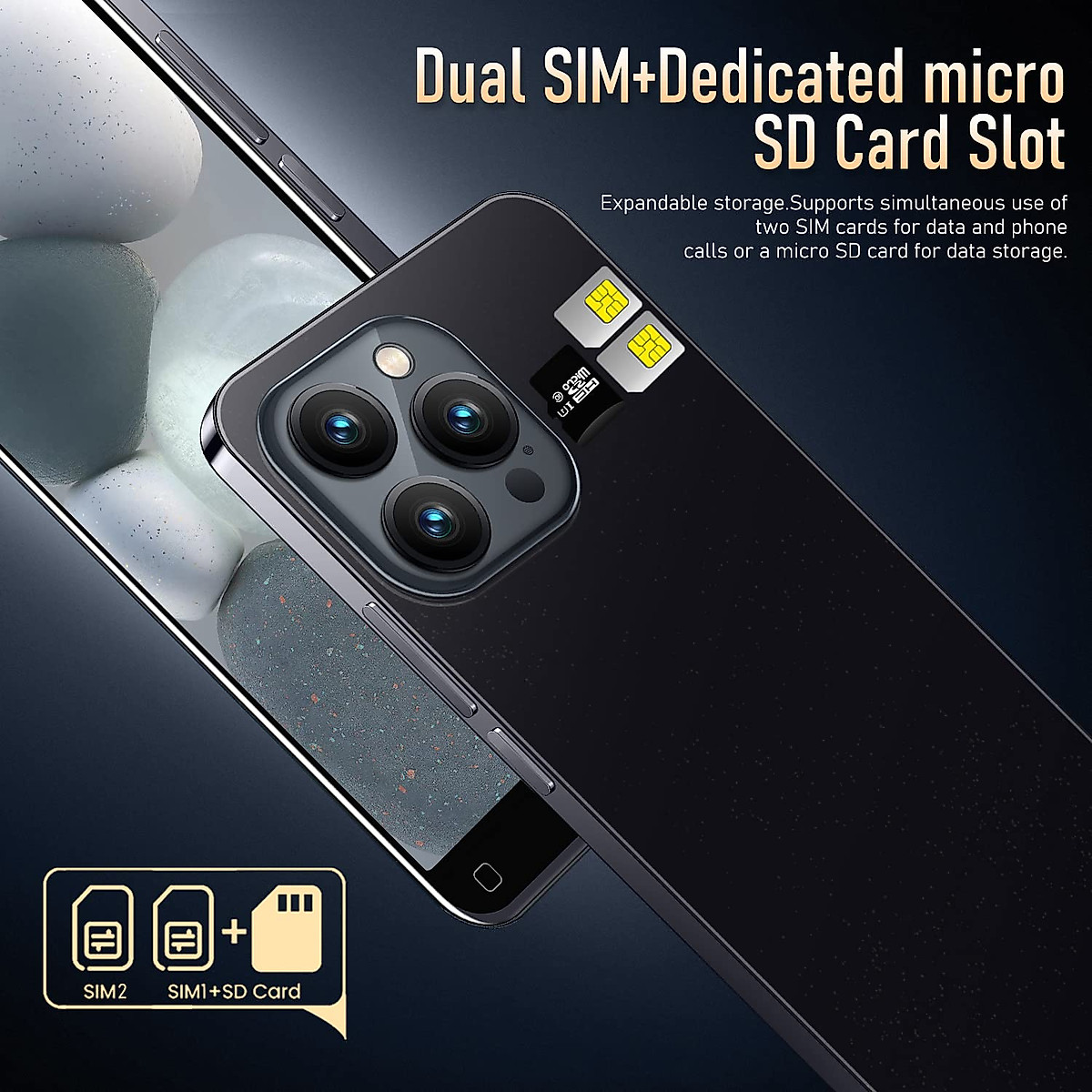 PrzSay Cheap Mobile Phone, 5.0" IPS Display, Android 9.0, Dual SIM, Dual Cameras, 1GB RAM+16GB ROM (Expandable to 128GB), Support: WiFi, Bluetooth, GPS 3G Smartphone (i14Pro-Black)