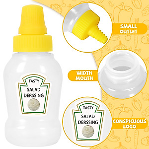 Wpxmer 12 PCS Mini Ketchup Bottles, Empty Plastic Salad Dressing Container, Squeeze Bottles for Bento Box Accessories