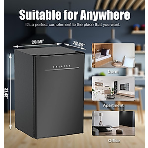 4.5 Cu.Ft Compact Fridge Mini Refrigerator with Freezer Small Refrigerator Auto Defrost,Super Quiet,6 Adjustable Mechanical Thermostat,Energy Saving,LED Inside for Room Dorm Office (Black)
