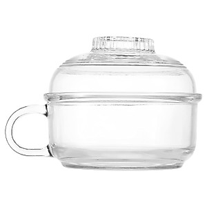 Housoutil Glass Noodle Bowls Transparent Pasta Noodles Bowl with Lid and Handle, Glass Soup Bowl for Noodles, Soup, Cereals- Glass Glass Soup Bowls