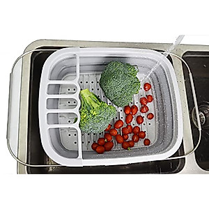 SAMMART 8L (2.11Gallons) Expandable Collapsible Dish Drainer - Foldable Drying Rack - Portable Dinnerware Organizer - Space Saving Kitchen Storage Tray (Grey, 1)