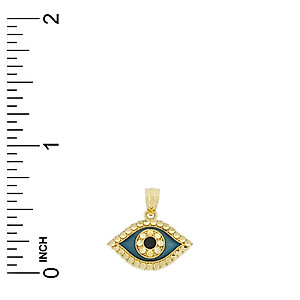 Charm America - Gold Diamond-cut Evil Eye Charm with Enamel - Evil Eye Pendant - 14 Karat Solid Gold