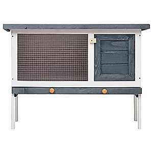 vidaXL Rabbit Hutch, Bunny Cage with Pull Out Tray, Rabbit Enclosure for Indoor and Outdoor, Pet House for Small Animals, Solid Pine Wood