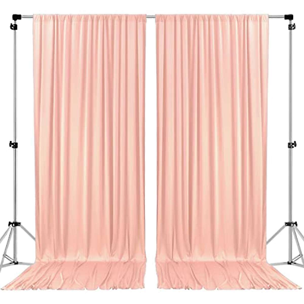 AK TRADING CO. 10 feet x 10 feet Polyester Backdrop Drapes Curtains Panels with Rod Pockets - Wedding Ceremony Party Home Window Decorations - Peach