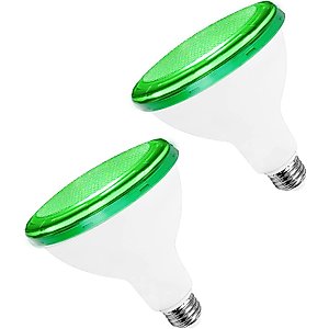 PAR38 Green Flood Light Bulbs, 15 Watt Green LED Flood Light 100W Equivalent, E26 Base Outdoor Green Light Bulbs for Halloween Light Bulbs, Party Decoration, Porch, Home/Holiday Lighting(2 Pack)