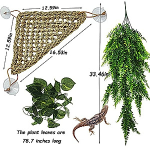 Hamiledyi Bearded Dragon Hammock Tank Accessories Reptile Climbing Toys Lizard Habitat Decoration Flexible Reptile Plants Vine Decor for Chameleon Hermit Crabs Gecko or Snakes