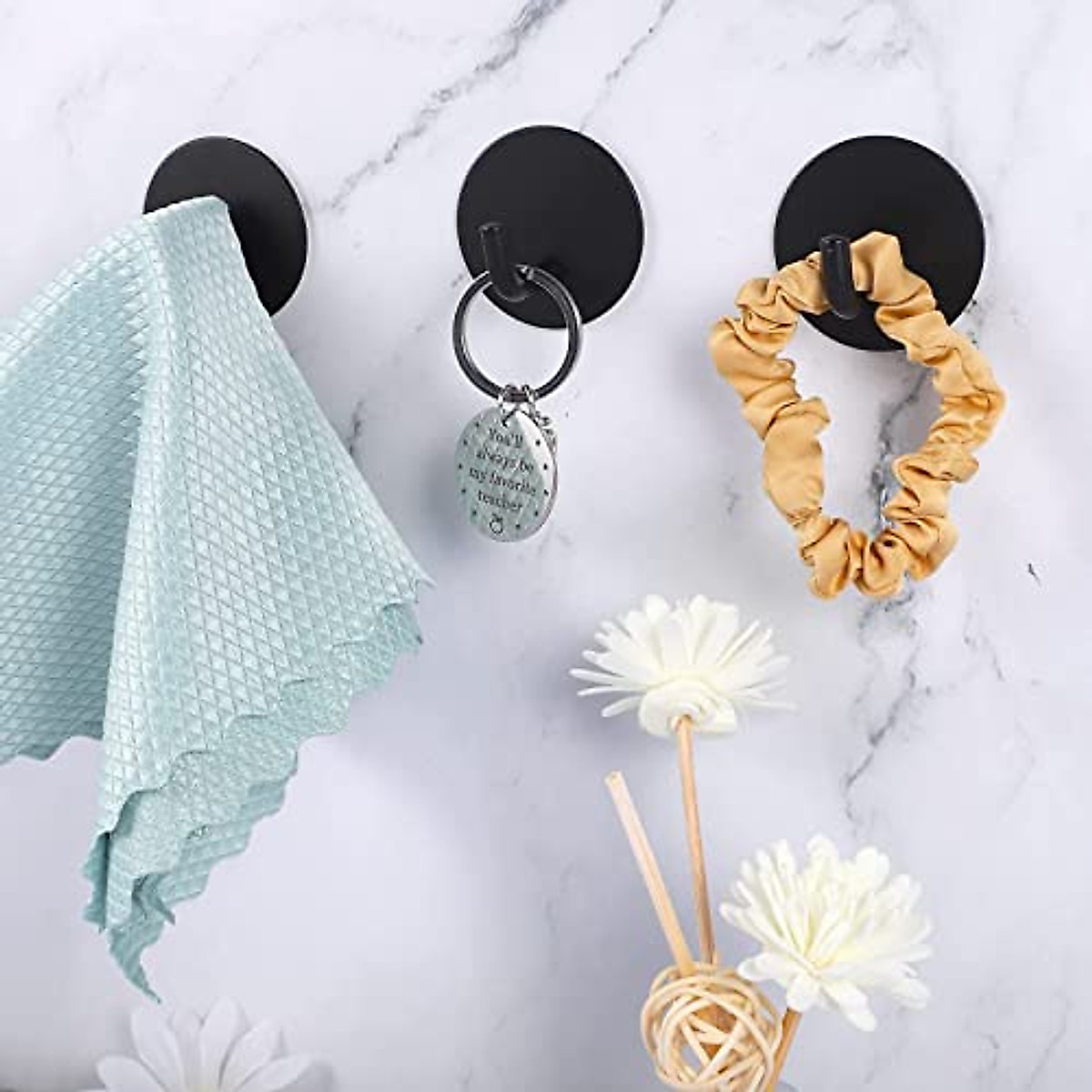 Sticky Hooks Hooks for Hanging Wall Hanger Adhesive Hooks Heavy Duty Stick on Wall Hooks Towel Hooks Door Hooks Black