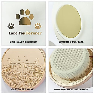 KofarZon Ceramic Small Urn for Pet Ashes, Paw Print Funeral Memorial Keepsake for Small Animal Cats Dogs Rabbits Hamsters Birds Tortoise with Keychain and Bag – Love You Forever (White, 12 CU in)
