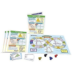 NewPath Learning 23-6980 Algebra Skills Learning Center Game (Grades 6-9) - Game Board, 30 Illustrated Game Cards and Four 4-Panel, Laminated “Write-On/Wipe-Off” Learning Guides