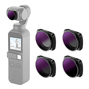 Neewer Magnetic ND/PL Filter Kit Compatible with DJI Osmo Pocket 2 / Osmo Pocket 1 Camera-4-Pack, ND8/PL, ND16/PL, ND32/PL, ND64/PL Filter, Made of Optical Glass and Aviation Aluminum Frame (Black)