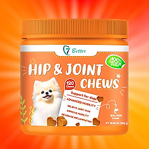 Hip and Joint Supplement for Dogs - Glucosamine for Dog Joint Supplement - with Chondroitin, MSM, Vitamins C and E for Dog Joint Relief - Mobility Bites Bacon – 120 Count