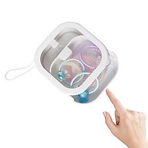 Heliltd 2pcs Hair Tie Organizer Boxes Small Lightweight Portable Hair Tie Holder Organizer Can Be Stackable or Hang for Desktop Bathroom Travel or Small Items Storages (Pink + White)