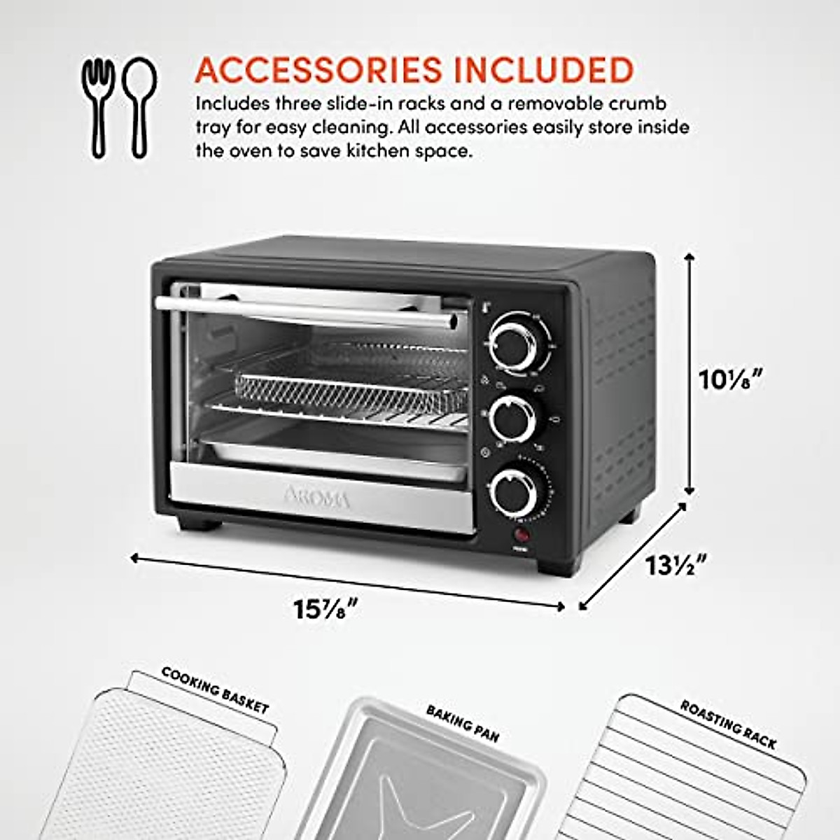 Aroma Housewares 17.5L Turbo Convection Air Oven (ABT-316B), Black