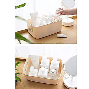 Czlsd Sundries Storage Box -Storage Plastic Desktop Storage Basket Box Cosmetic Stationery Sundries Container Bin (Color : White)