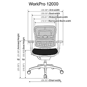WorkPro® 12000 Series Ergonomic Mesh/Fabric Mid-Back Chair, Black/Black