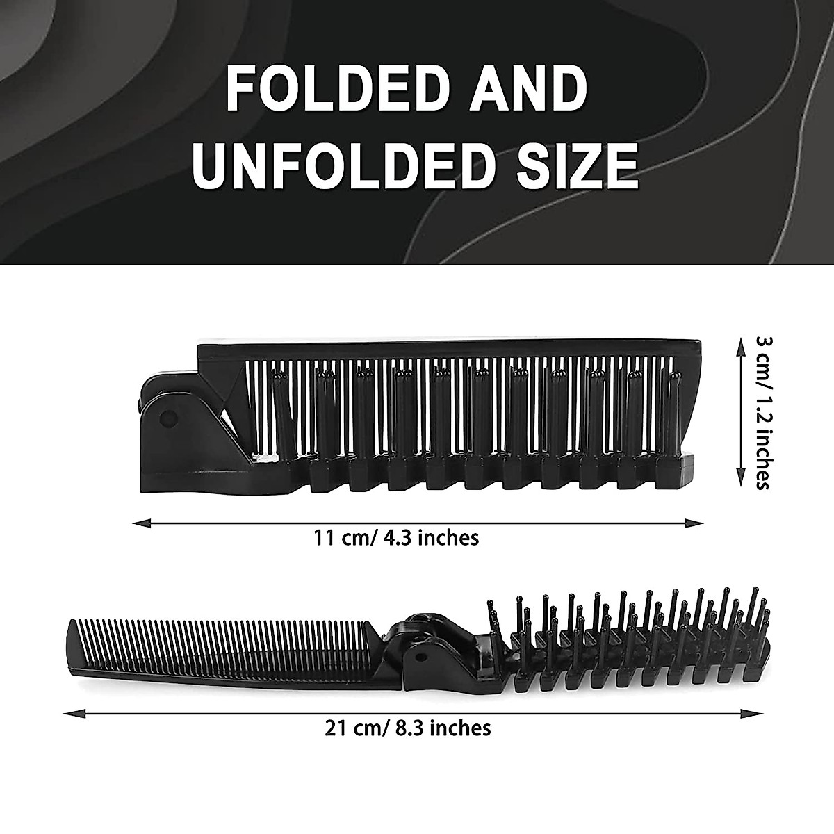 Foldable Combs in Bulk Individually Wrapped, Travel Pocket Hair Comb, Folding Hair Brush Double Headed, Brush Comb Styling Tool for Men Women Combs, Black (One Size, 20, Count)