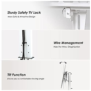 FITUEYES Iron Base Universal Floor TV Stand Swivel Tilt Mount TV Stand Base for 32-75 Inch TVs Corner TV Stand with Height Adjustable Entertainment Shelves Wire Management (White)