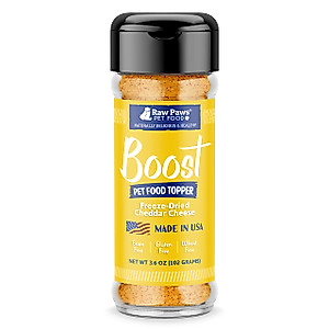 Raw Paws Boost Pet Food Topper Freeze-Dried Cheese, 3.6-oz - Made in USA - Dog Food Toppers for Picky Eaters - Dog Cheese Treats Dog Food Seasoning - Dog Meal Toppers for Dogs, Kibble Toppers for Dogs