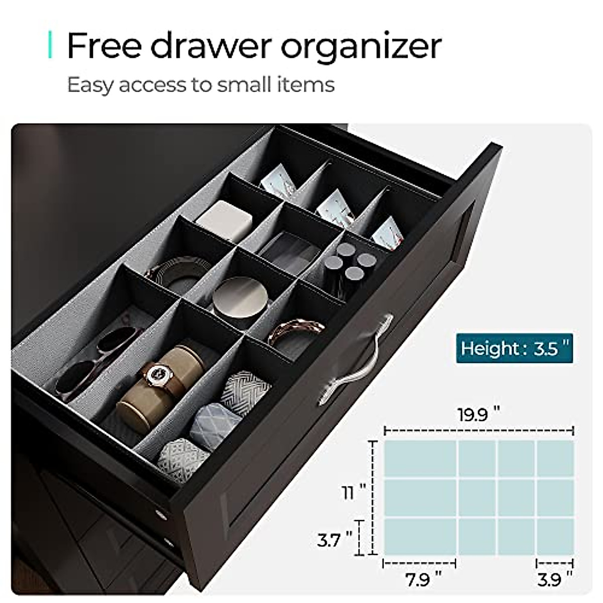 LINSY HOME Black Dresser, Black Chest of Drawers for Bedroom, 5 Drawer Dresser with Metal Handles, Tall Dresser for Nursery, Entryway, and Closet Storage