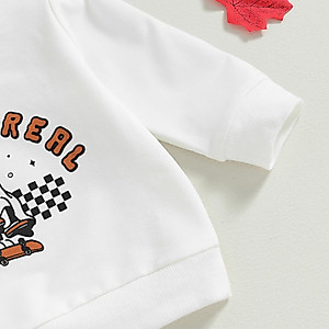 Toddler Baby Boy Halloween Outfit Ghost Print Sweatshirt Tops Checkerboard Pants Set Cute Infant Newborn Fall Clothes (White, 12-18 Months)