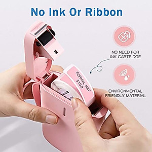5 Rolls NIIMBOT Label Maker Tape with The Pink NIIMBOT D11 Printer, Self-Adhesive Label Sticker for D11/D110, Mini Bluetooth Label Printer Portable Smart Phone Handheld Sticker Mini Labeler Inkless