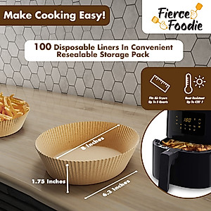 Fierce Foodie Air Fryer Disposable Paper Liner for Ninja Air Fryer, 100 PCS Round Air Fryer Liners for Ninja AF101 Air Fryer, Ninja AF150 Air Fryer XL and Ninja AF161, 8 Inch Parchment Paper
