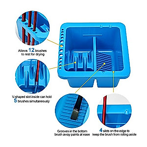 MyLifeUNIT Paint Brush Cleaner, Paint Brush Holder and Organizers for Acrylic, Watercolor, and Water-Based Paints (Blue)