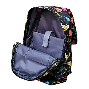 Larswon Canvas Dinosaur Backpack Shoulder Bag Rucksack Dino Bag Slim Backpack Travel Rucksack School Backpack Large 13" 14" Laptop Backpack