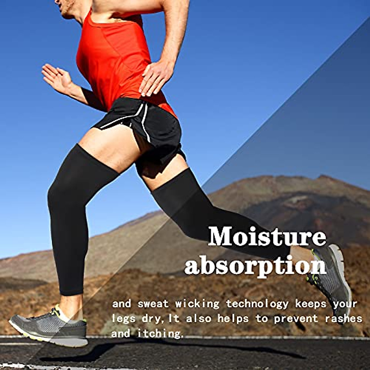 Skylety Compression Leg Sleeve Full Length Leg Sleeves Sports Cycling Leg Sleeves for Men Women, Running, Basketball (4 Pieces,Black and White,L)