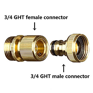 KECOFLY Garden Hose Quick Connect Solid Brass Quick Connector Male and Female Garden Hose Fitting Easy Connect Water Hose Connectors 3/4 inch GHT (2 Sets)