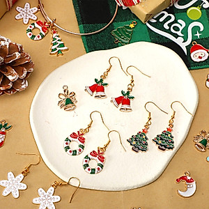 SANNIX 110Pcs 55 Pairs Christmas Charms Gold Enamel Jewelry Pendants for Xmas Earring Bracelet Necklace Craft Making