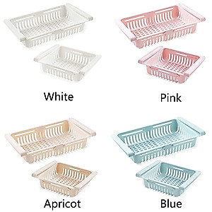 4 Pack Fridge Drawer Organizer Refrigerator Drawers For Shelves - Adjustable Kitchen Organizer With Pull Out Storage Rack Box - Sliding Partition Fridge Hanging Organizer