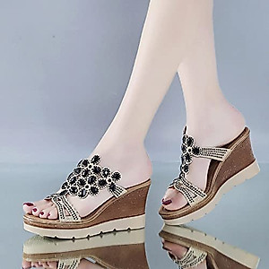 Women'Sandanls Thick Chunky Heeled Slippers Buckle Open Toe Lazy Slip On Female Casual Shoes for Summer Ankle Strap Battle Outdoor Dress Wide Feet Trendy Non Slip Wide fluffy tennis F41-Orange