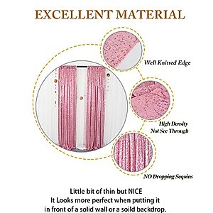 Sparkle Backdrop Curtain Fuchsia Pink 2 Panels Set Sequin Photo Backdrop 2FTx8FT Sequin Backdrop Curtain Pack of 2