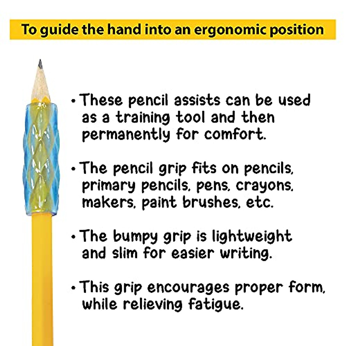 BAZIC Ergonomic Gel Pen Grips for Comfortable Writing | 16 Pack